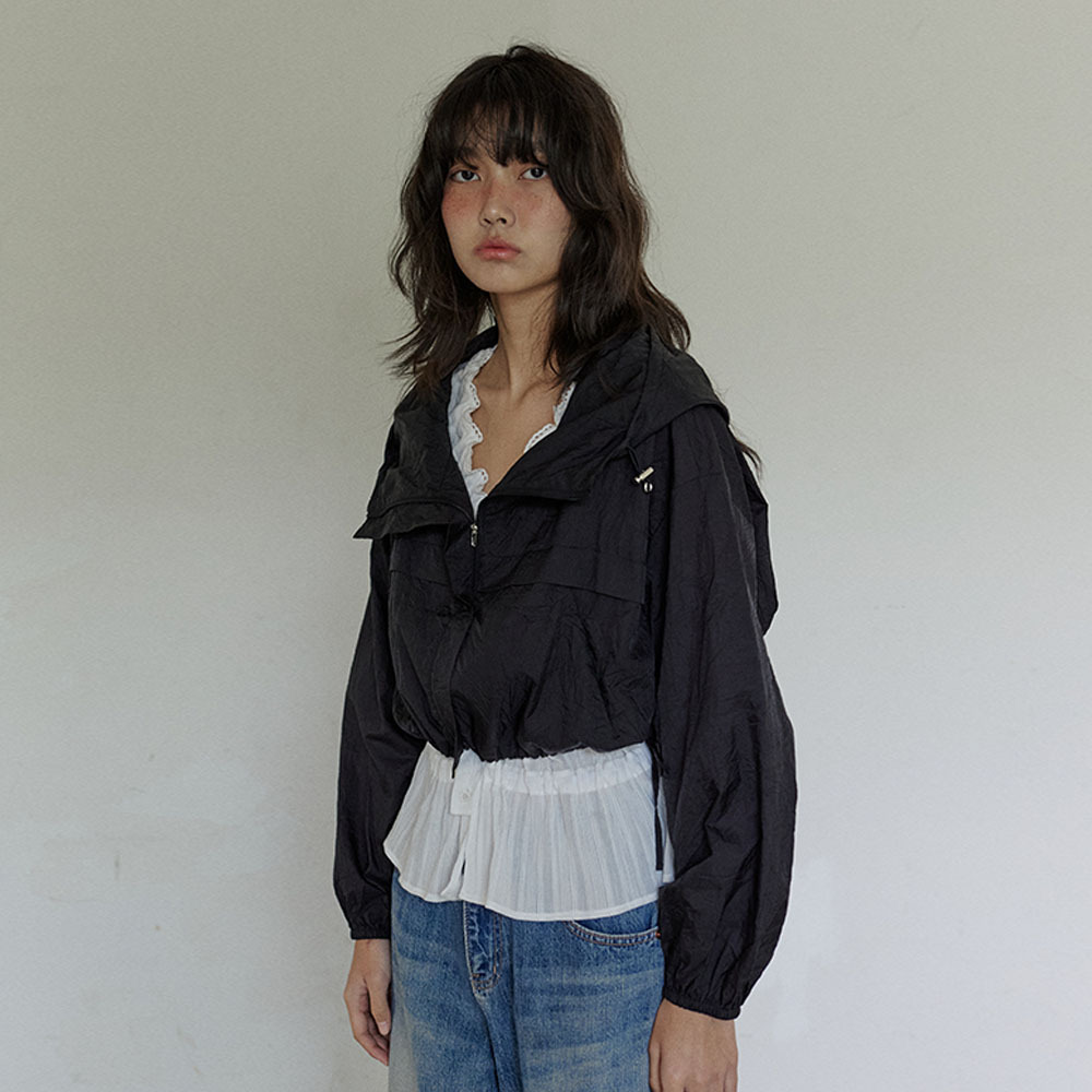 Crease wind breaker / Black - HAGO(하고)