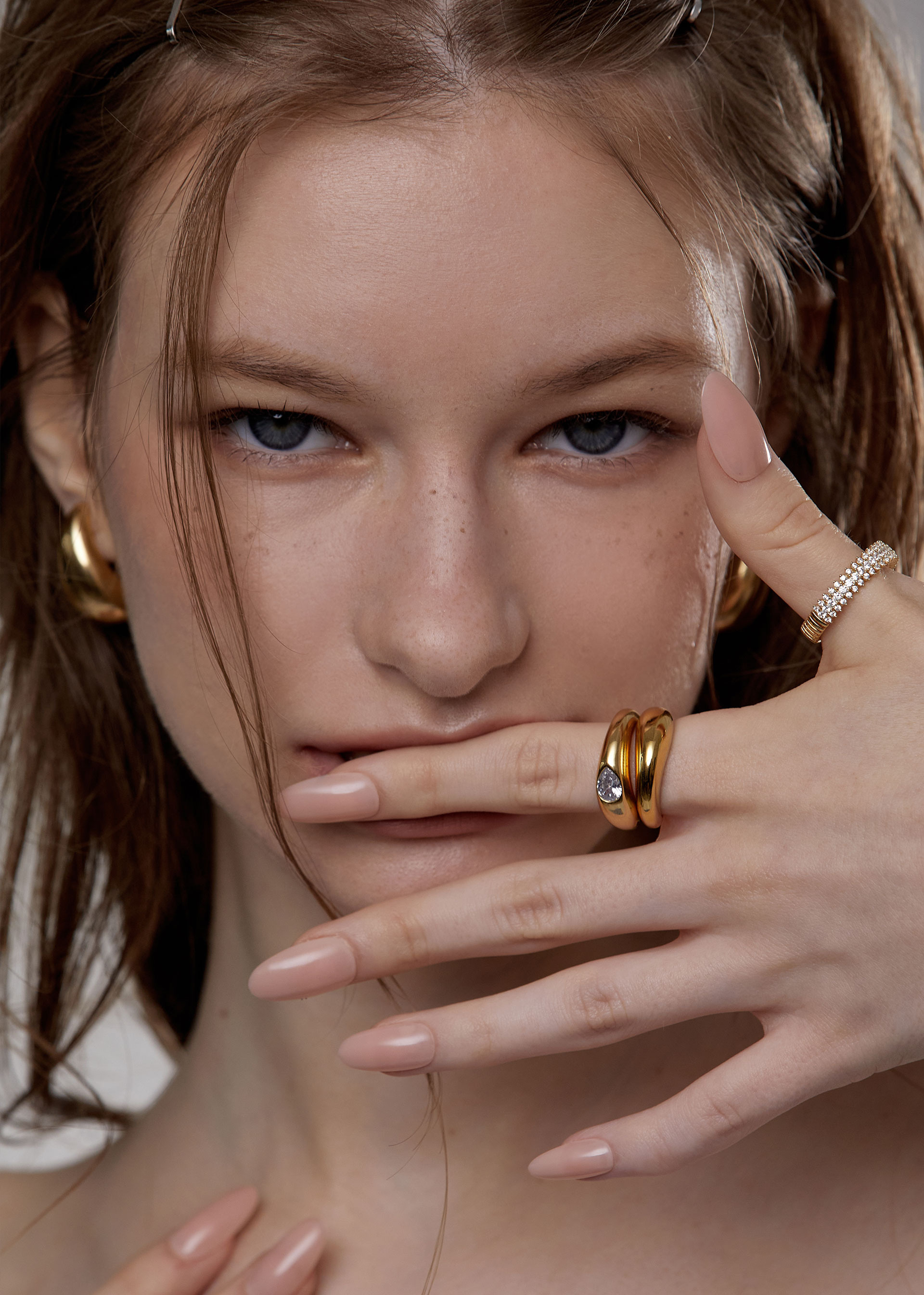 [스프링잡화특가][하윤경 착용] Pear Cut Wave Ring _ Gold - 하고(HAGO)