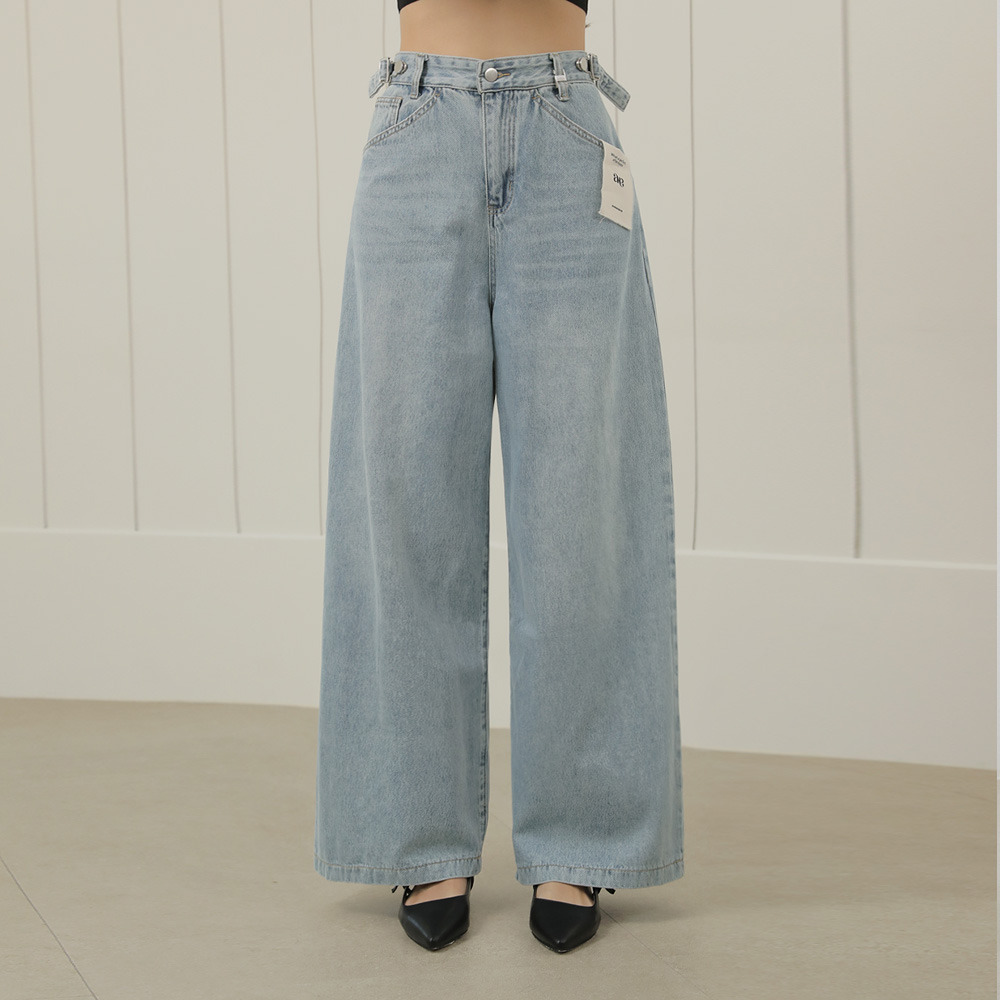 [레이어드특가]Overall Tab Wide Denim Pants (Blue) - 하고