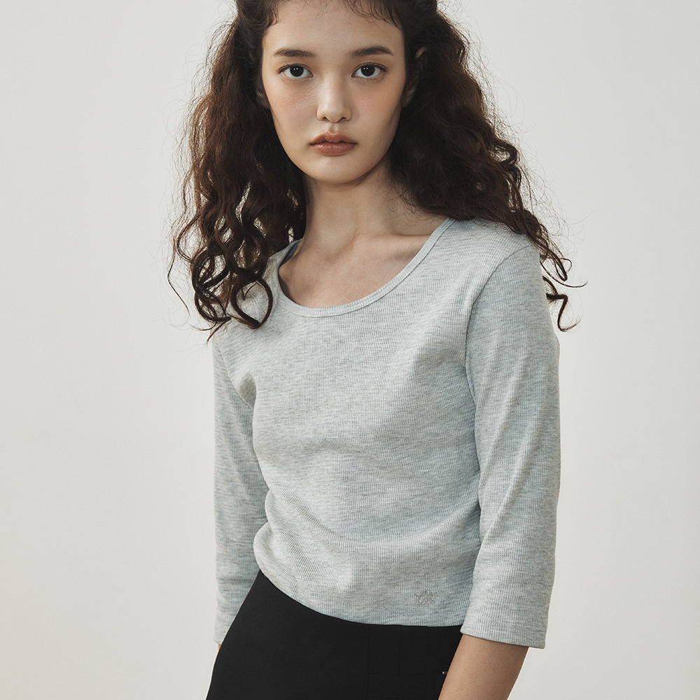 크로플 슬림 티셔츠 멜란지_Gray - HAGO(하고)