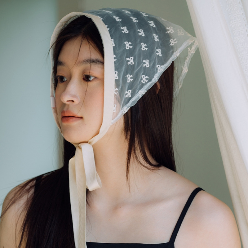 ribbon sheer scarf_ivory - HAGO(하고)