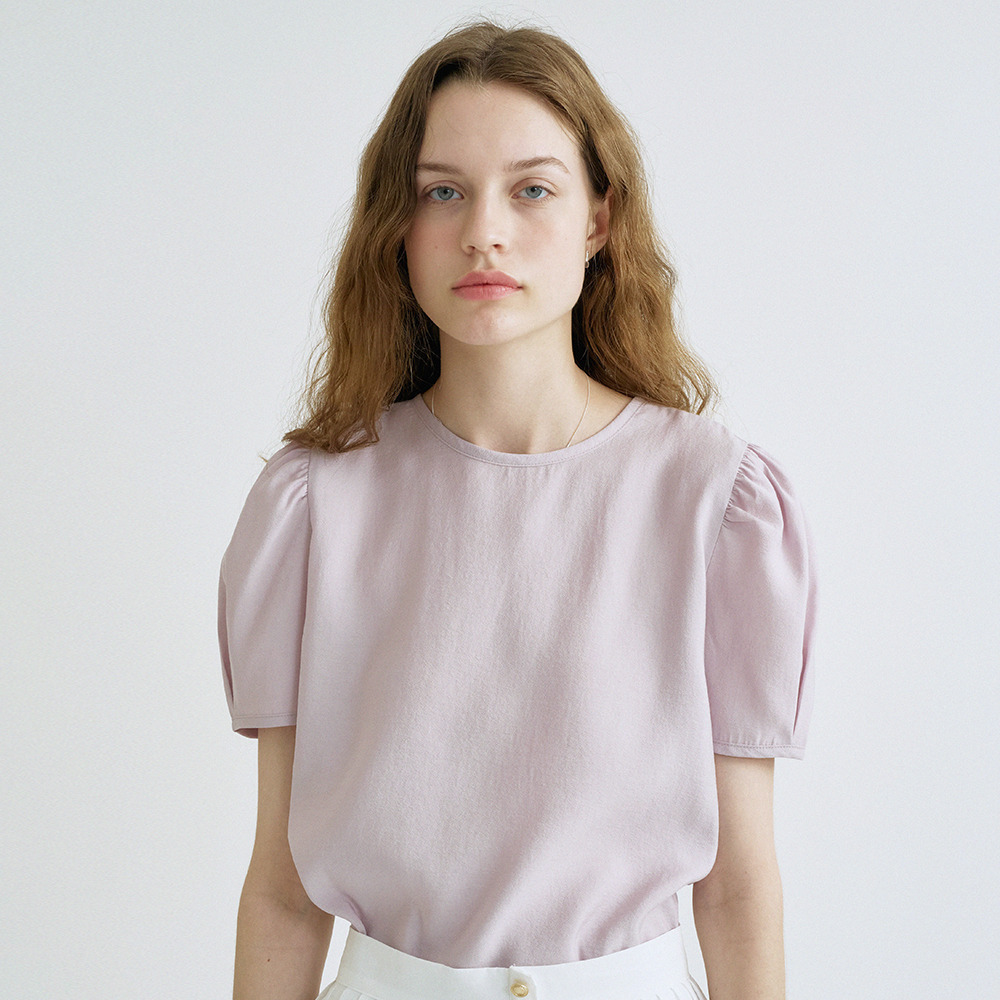 S Daily Shirring Puff Blouse_Lavender - HAGO(하고)