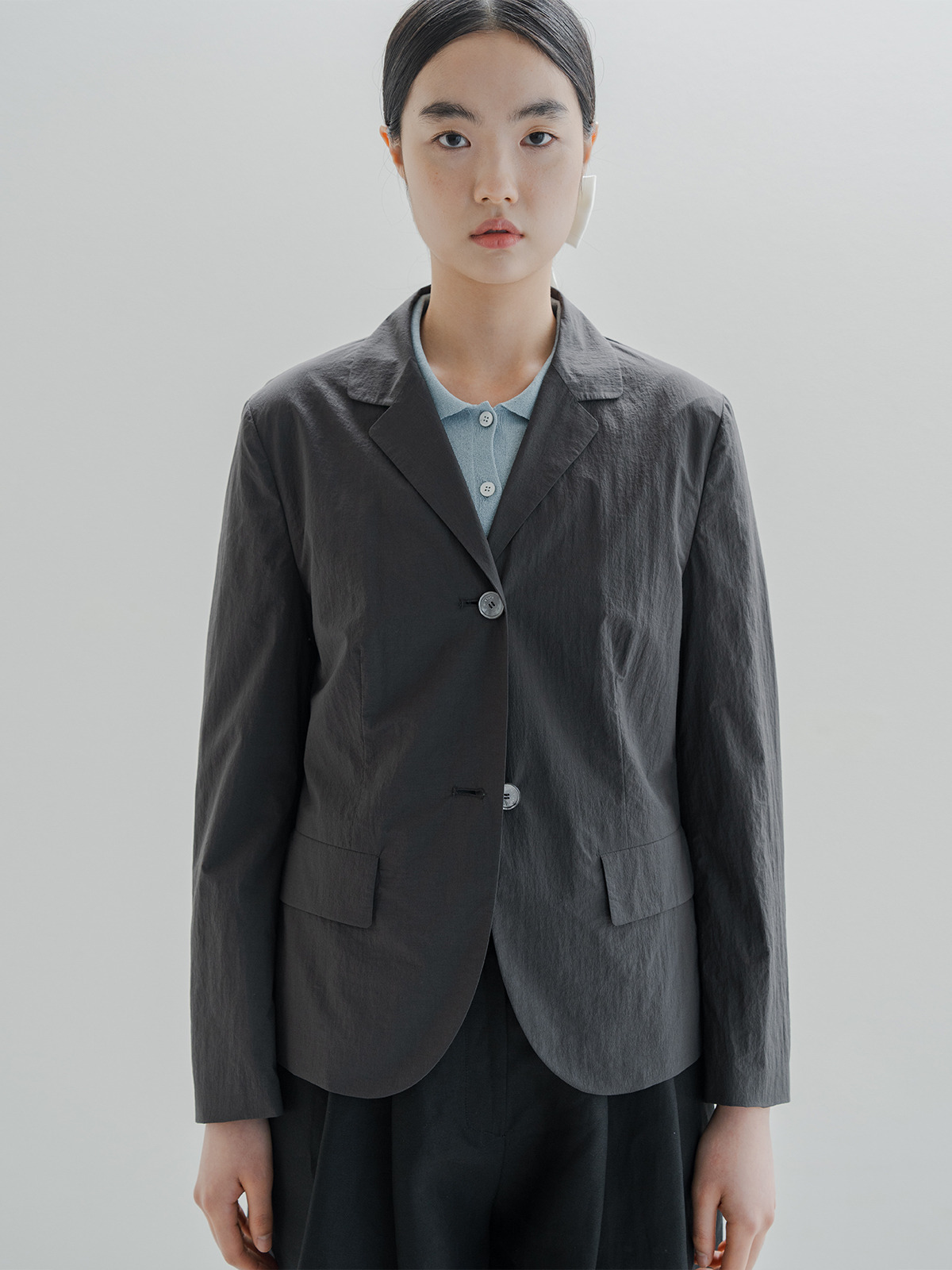 COTTON BLEND LIGHTWEIGHT JACKET_CHARCOAL - 하고(HAGO)