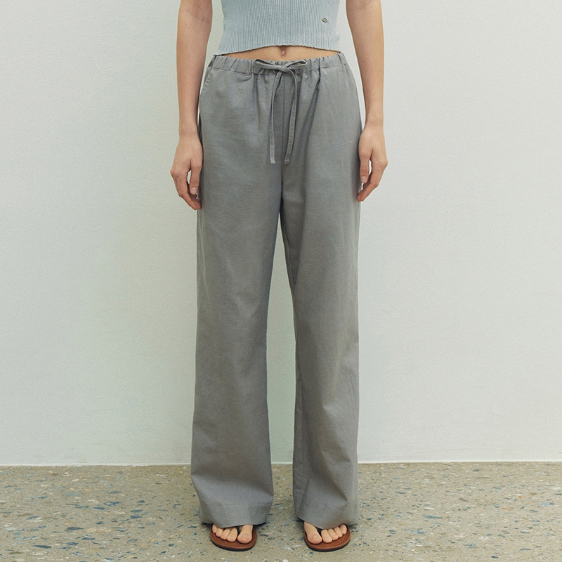 Breeze Linen Wide Pants (Gray Khaki) - HAGO(하고)