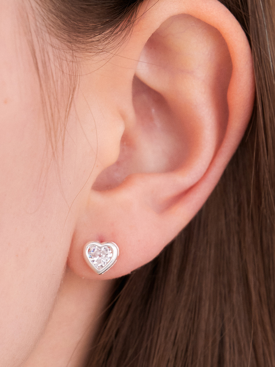 (SILVER 925) volume heart cubic earring - 하고(HAGO)