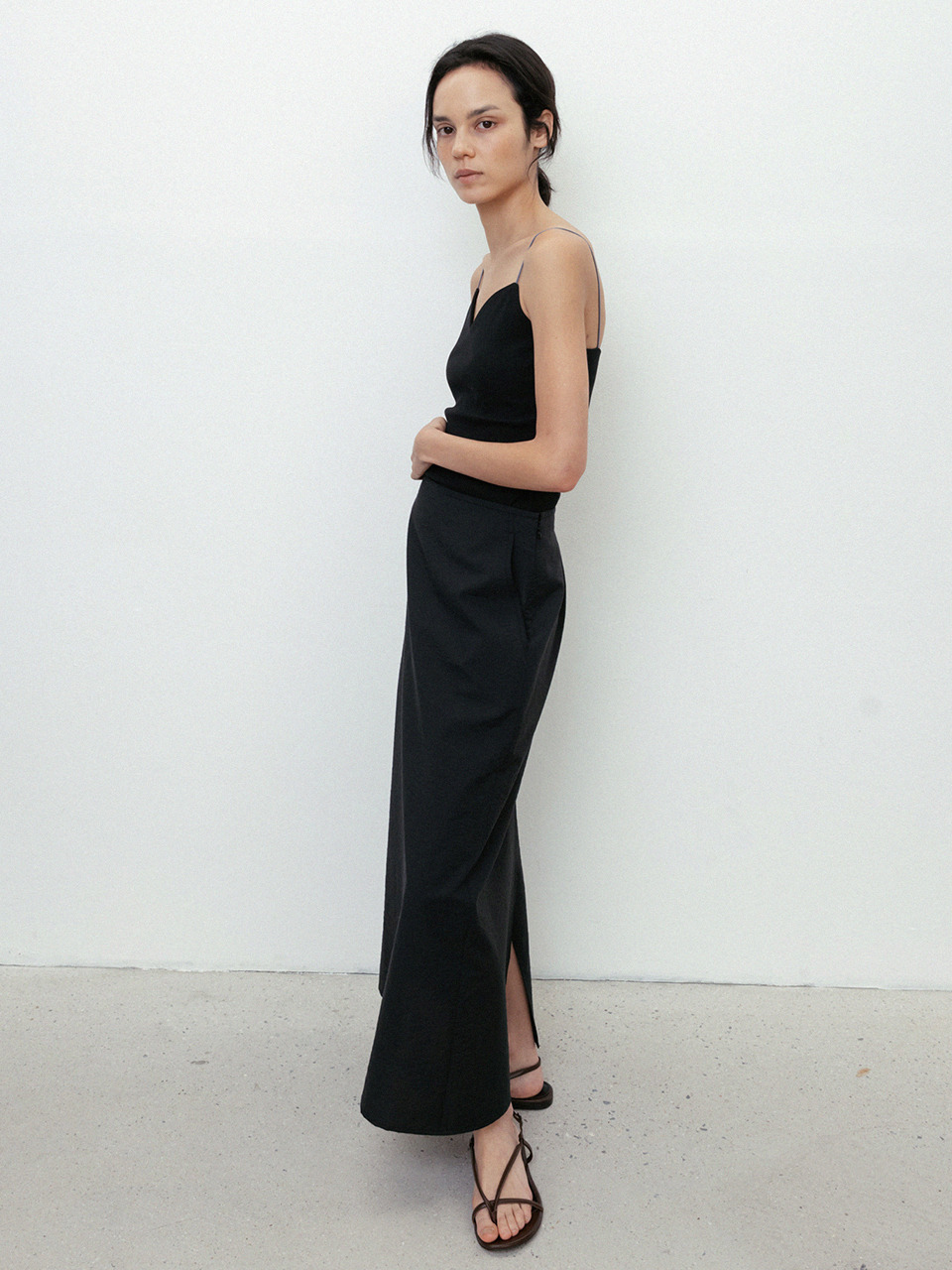 Shoulder String Sleeveless Top_Black - HAGO(하고)