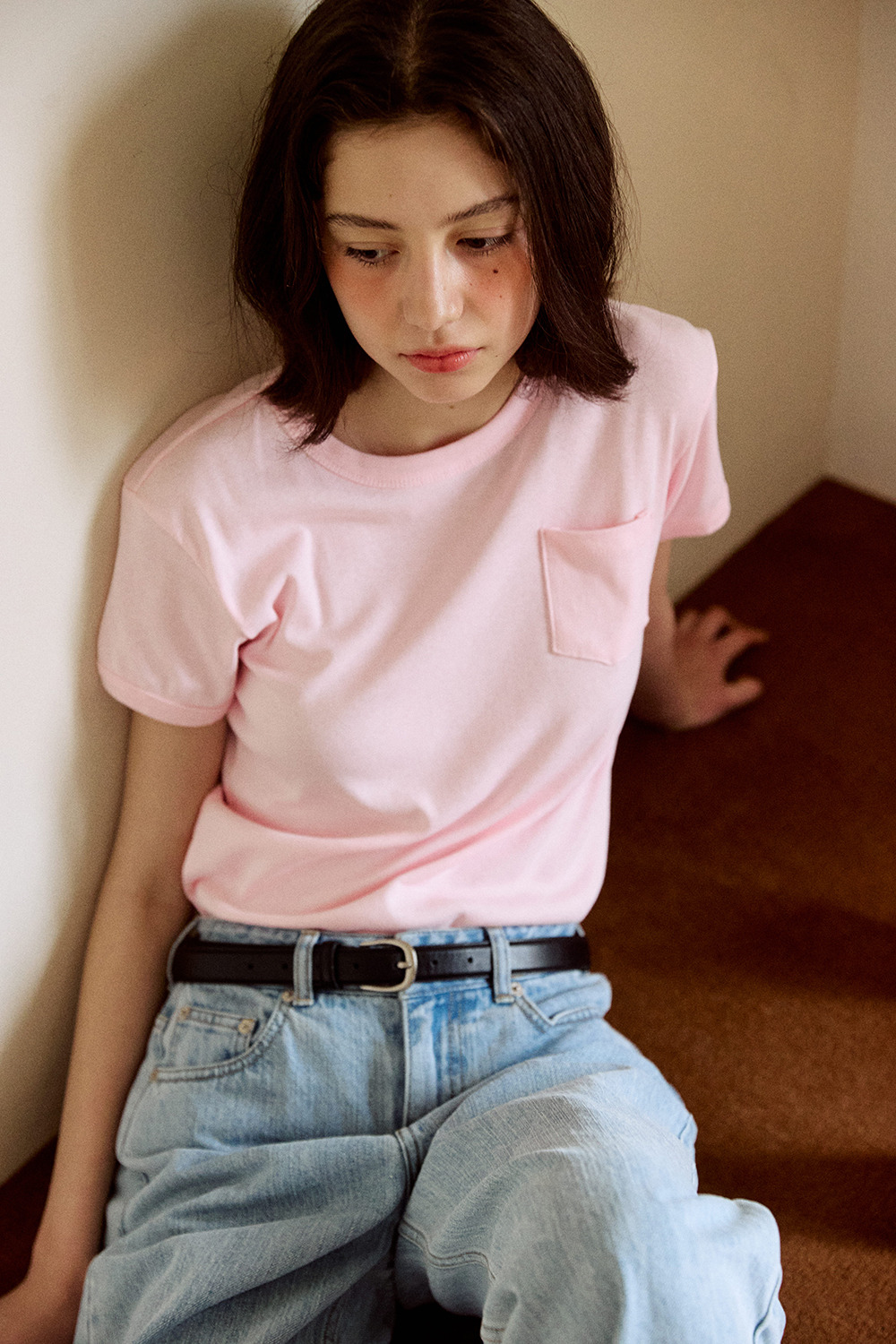 hfm Pocket Slim T-Shirt_Light Pink - HAGO(하고)