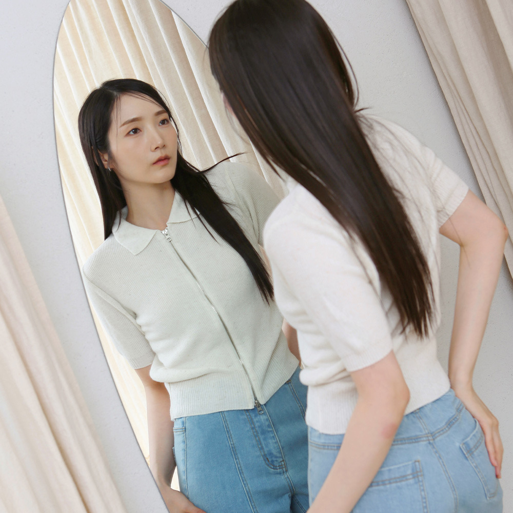 [에잇컨셉] 린넨 카라 집업 니트(3color) - HAGO(하고)