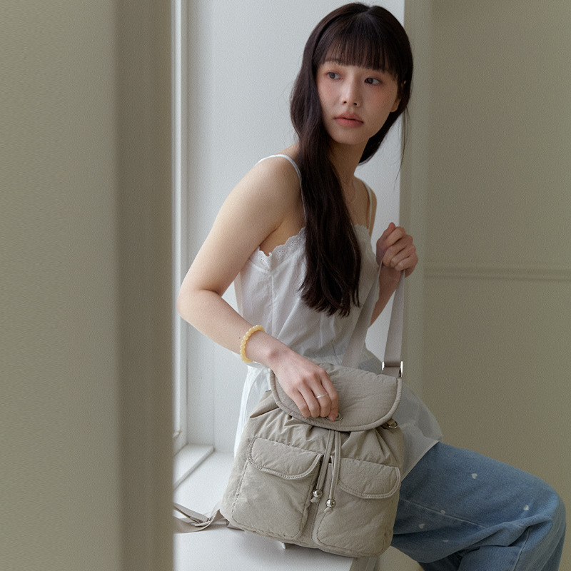 미뇽 패디드 백팩 Mignon Padded Backpack - 샌드베이지 - 하고(HAGO)