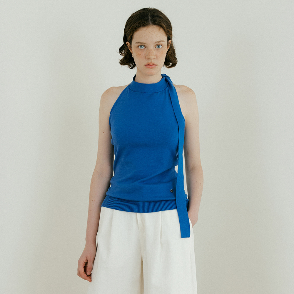 Muffler Halterneck Sleeveless Knit (Deep blue) - 하고(HAGO)