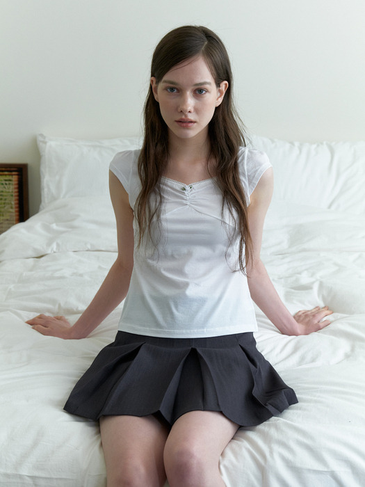 rosy shirring top - white - HAGO(하고)