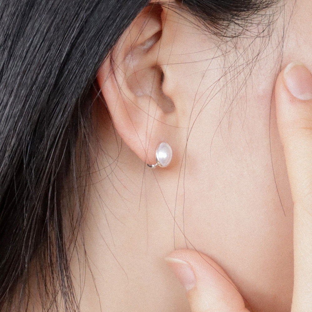 Pearl Button One-touch Earring - HAGO(하고)