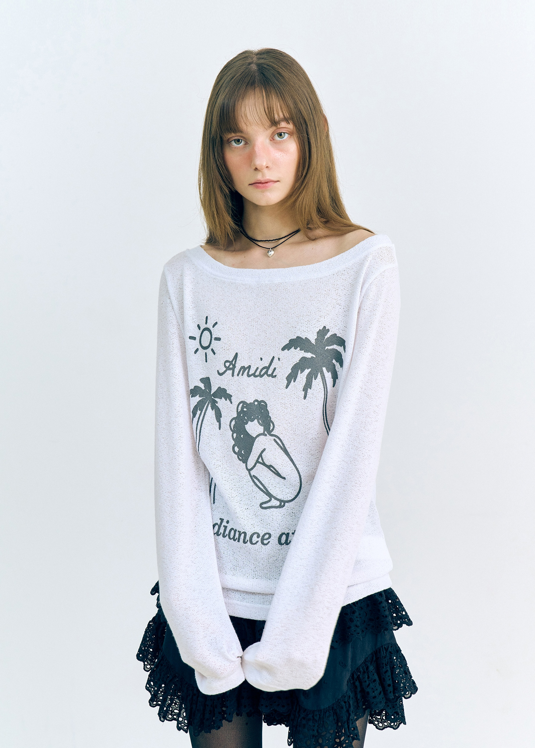 PALM TREE LONG T-SHIRT_WHITE - HAGO(하고)
