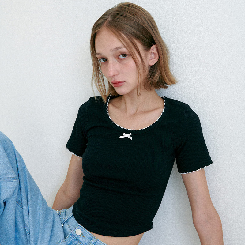 MINI RIBBON TOP / BLACK - HAGO(하고)