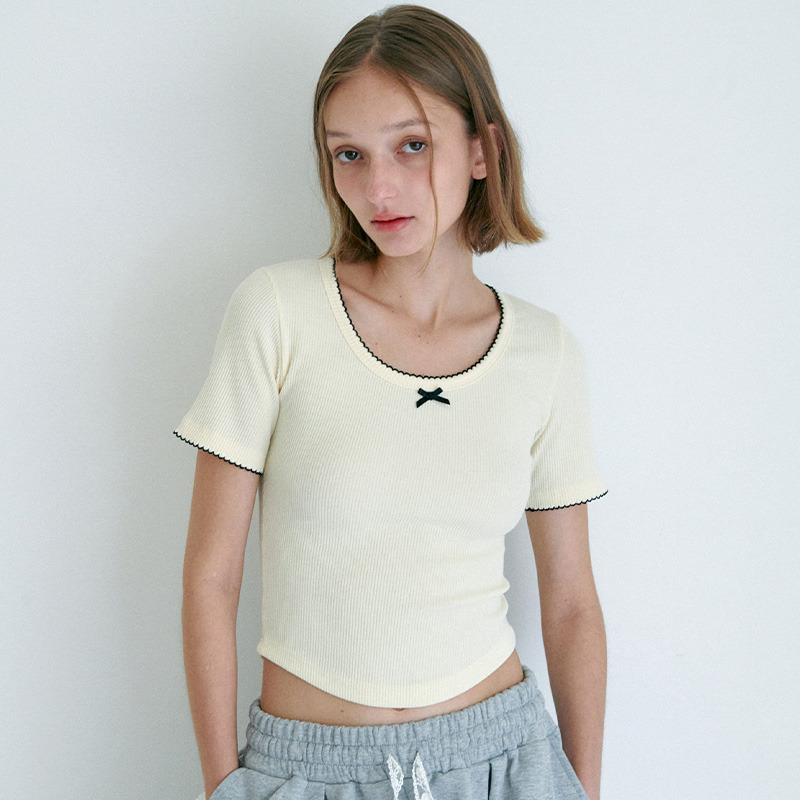 MINI RIBBON TOP / BUTTER - HAGO(하고)