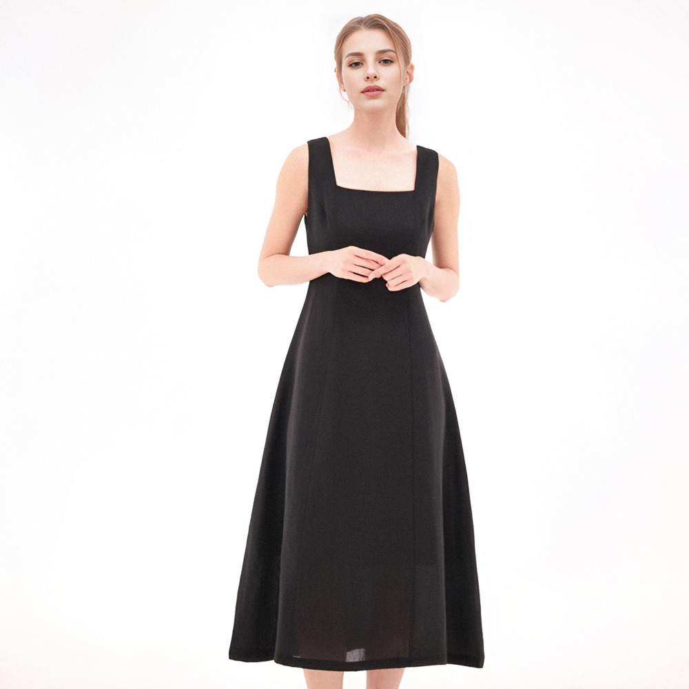 Square neck Sleeveless Dress _Black - HAGO(하고)