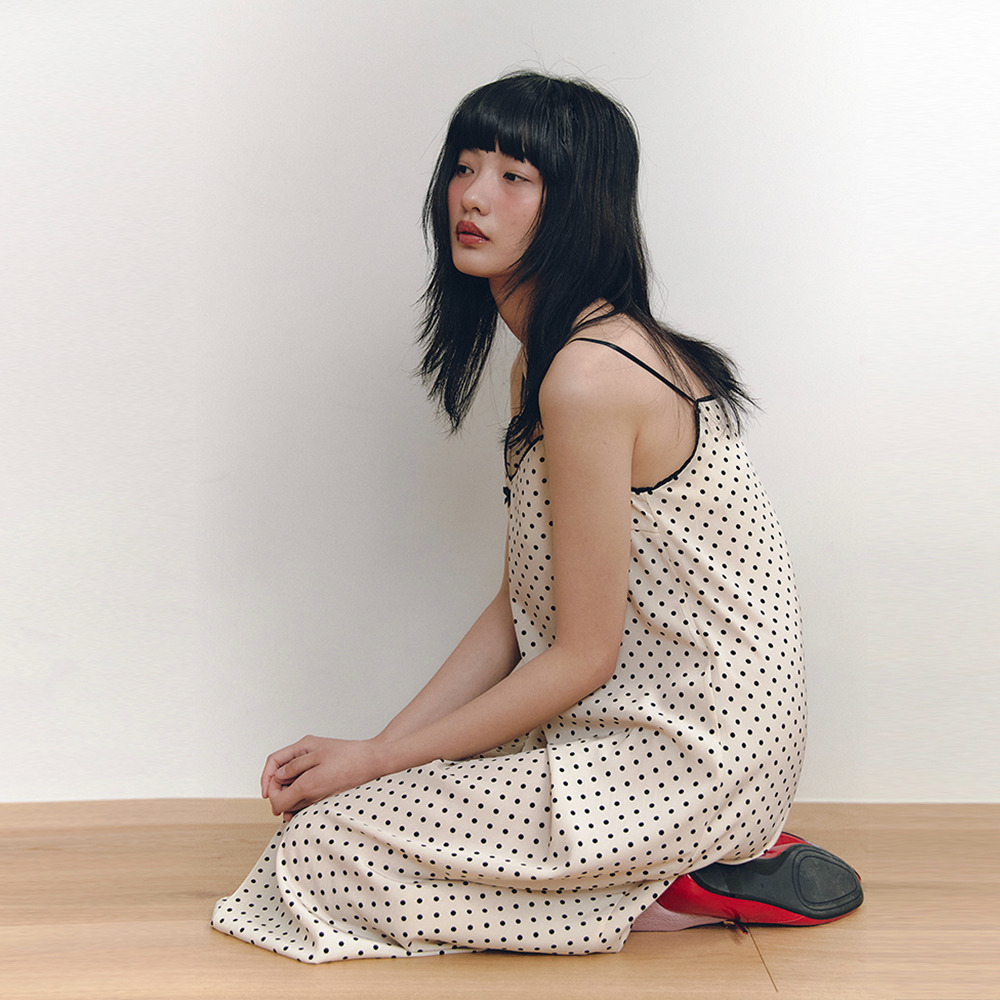 Vintage Dotted Slip_beige - HAGO(하고)