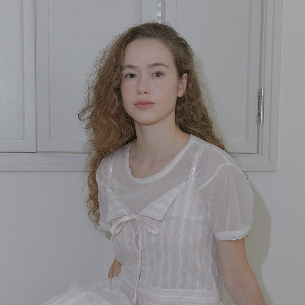 LACE MESH T-SHIRT (IVORY) - 하고(HAGO)