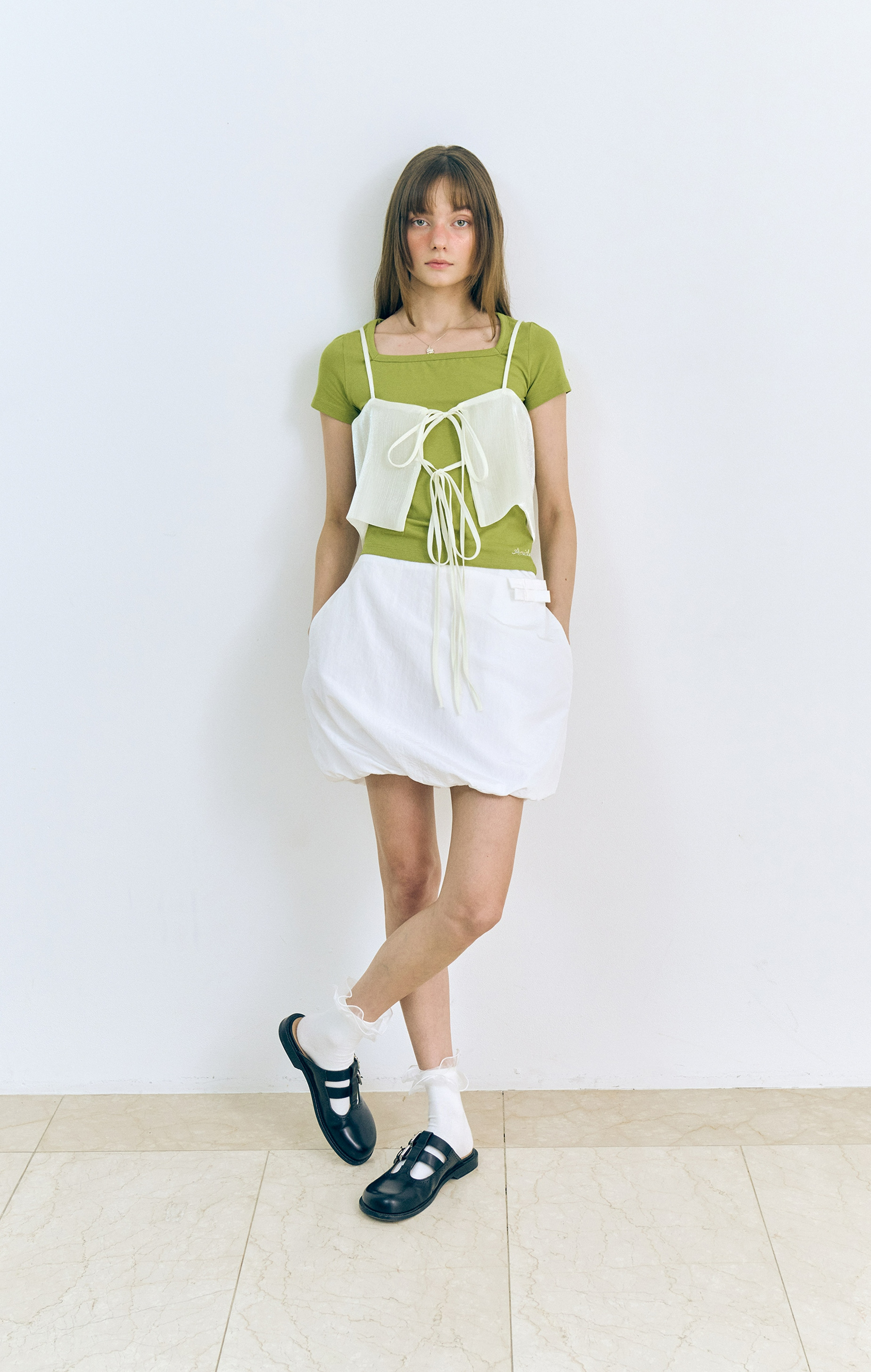 PEPE RIBBON SKIRT_WHITE - 하고