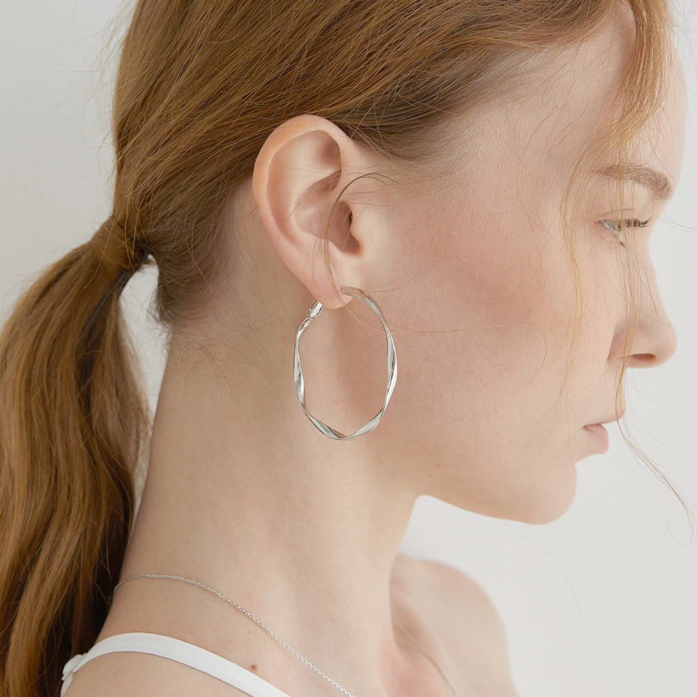 [3%중복쿠폰]over wave ring earrings (E014_silver) - HAGO(하고)