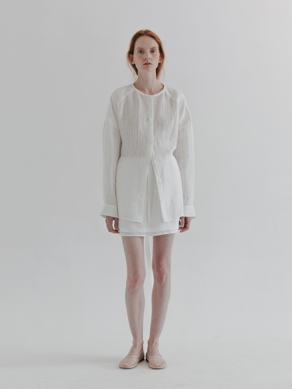 linen round shirt (white) - HAGO(하고)