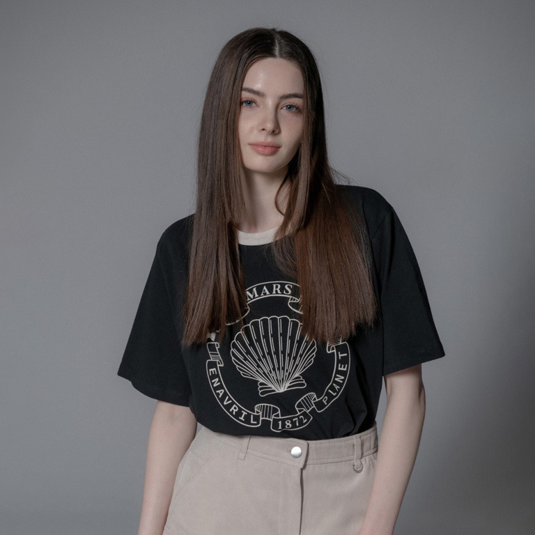 SEASHELL TAPE TSHIRT- BLACK CREAM - HAGO(하고)