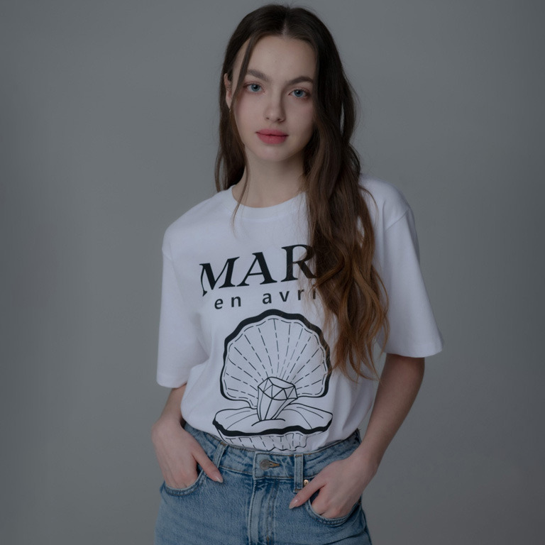 SEASHELL DIA TSHIRT-WHITE BLACK - HAGO(하고)