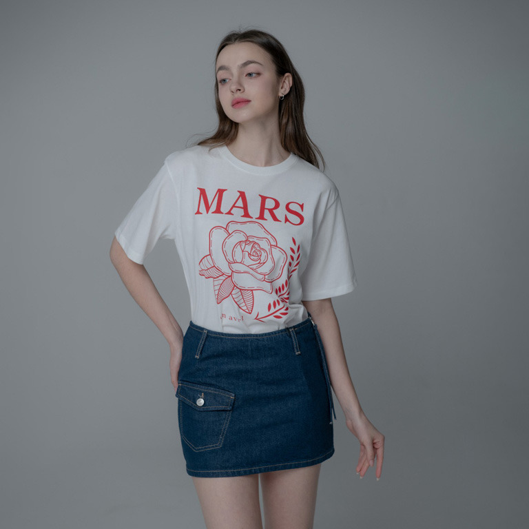 ROSE TSHIRT-WHITE RED - HAGO(하고)
