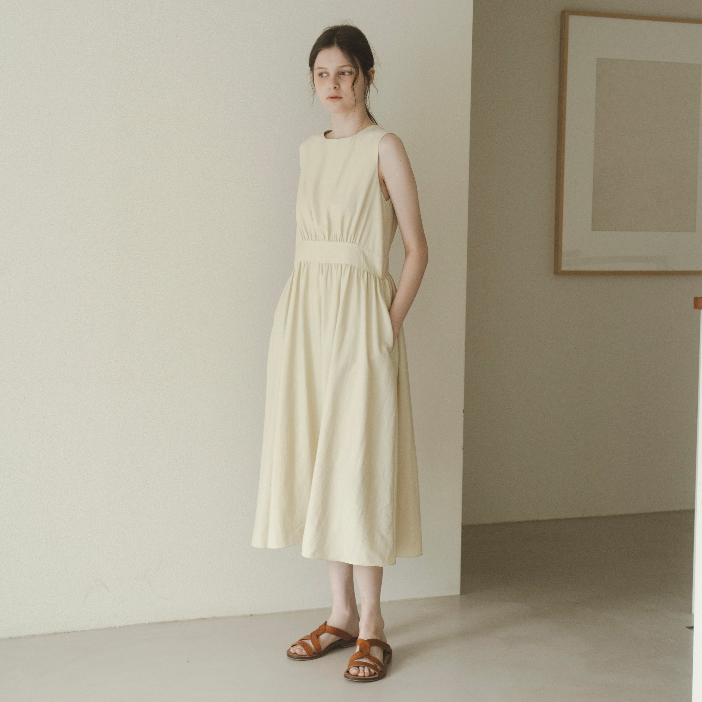 Sleeveless Long One-piece(Lemon Cream) - HAGO(하고)
