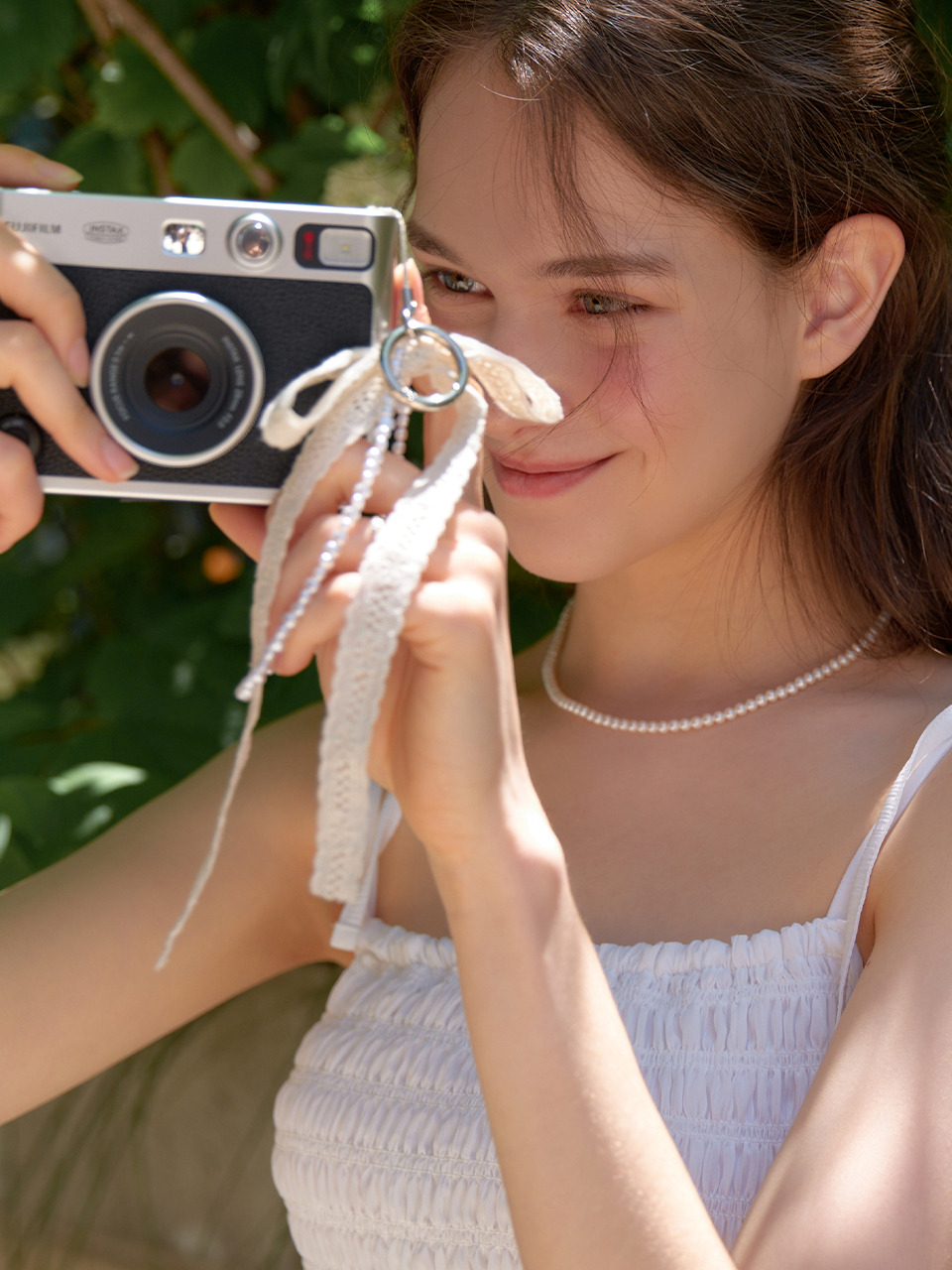 Bead ribbon key-ring (natural) - 하고(HAGO)