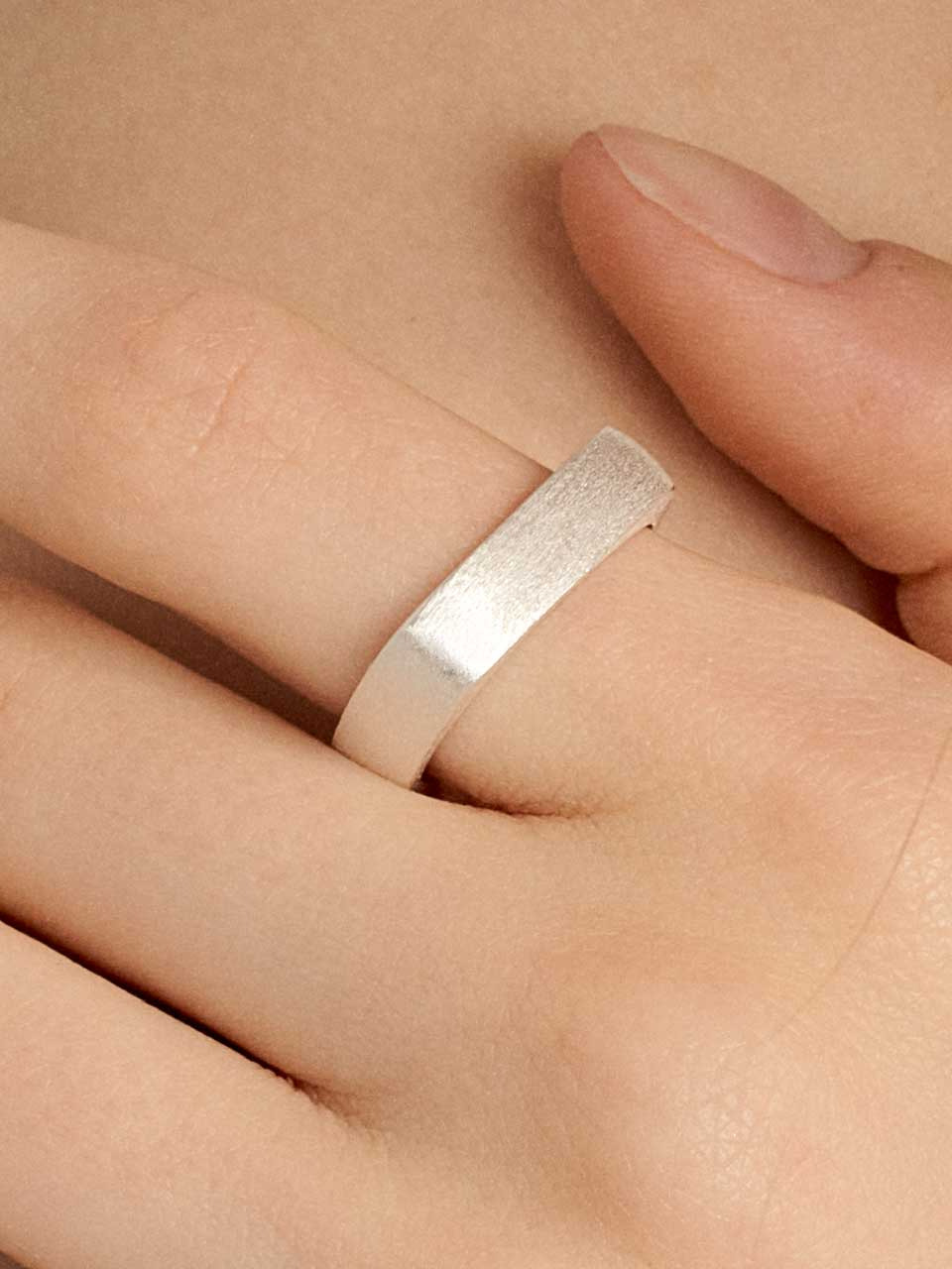 [Ir251]Sanding Square Silver Ring - 하고
