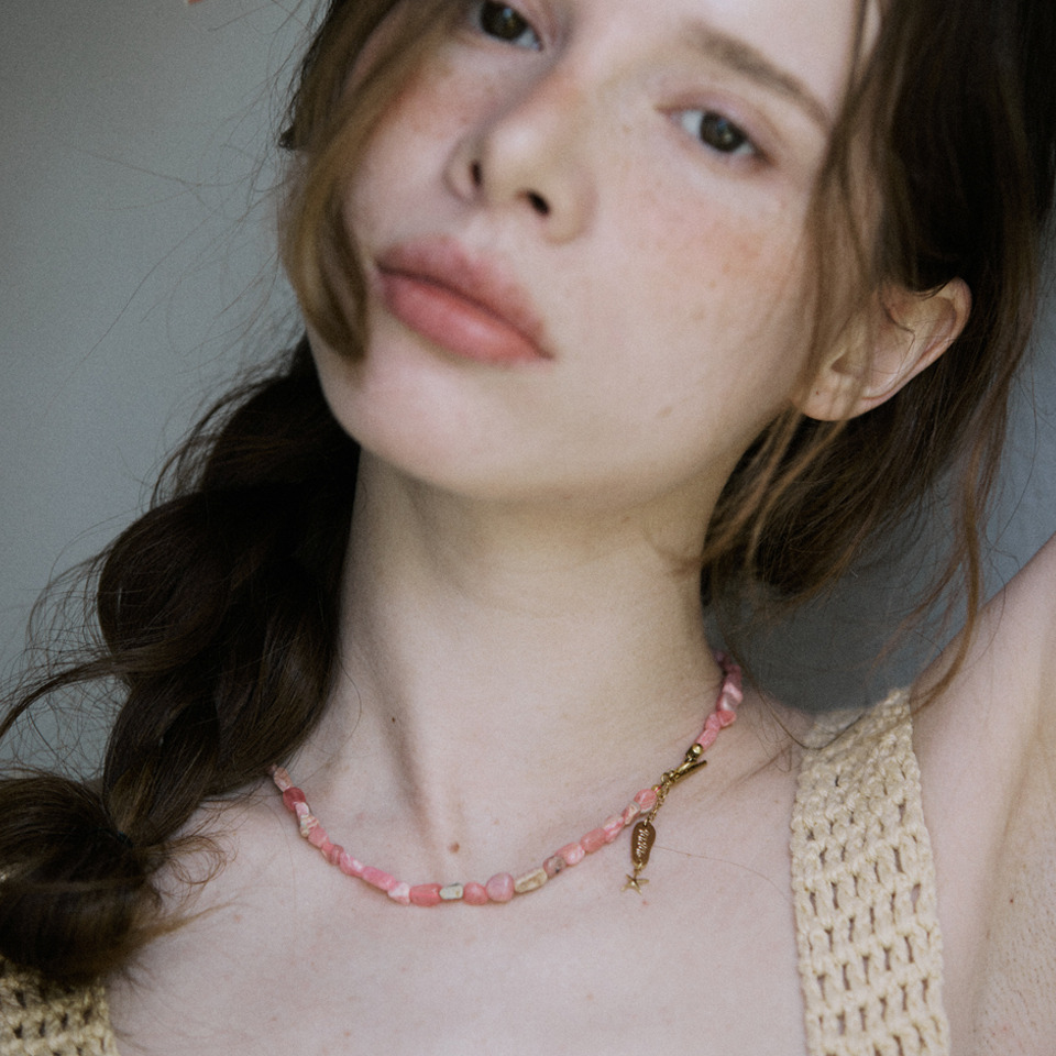 Inca rose gemstone surgical necklace - HAGO(하고)