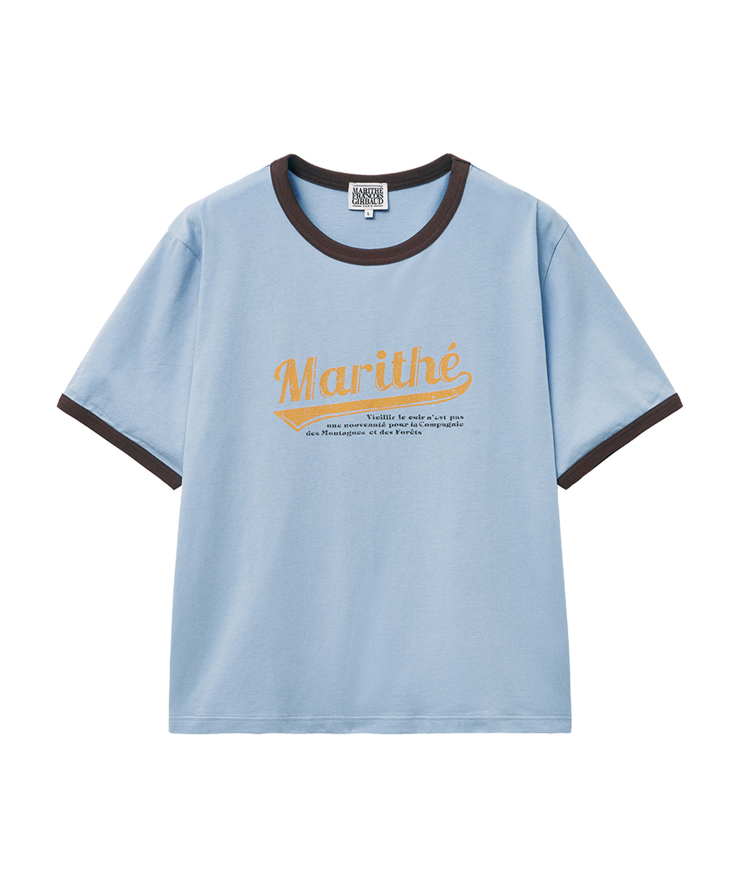 W VINTAGE BASEBALL RINGER TEE sky blue - HAGO(하고)
