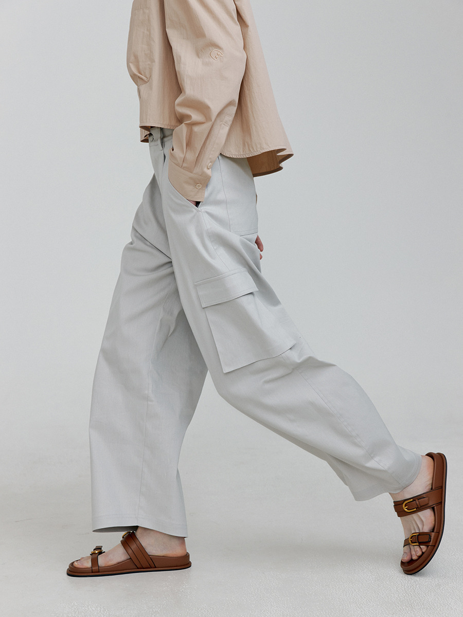 LUCAS pocket detail round pants grey - 하고