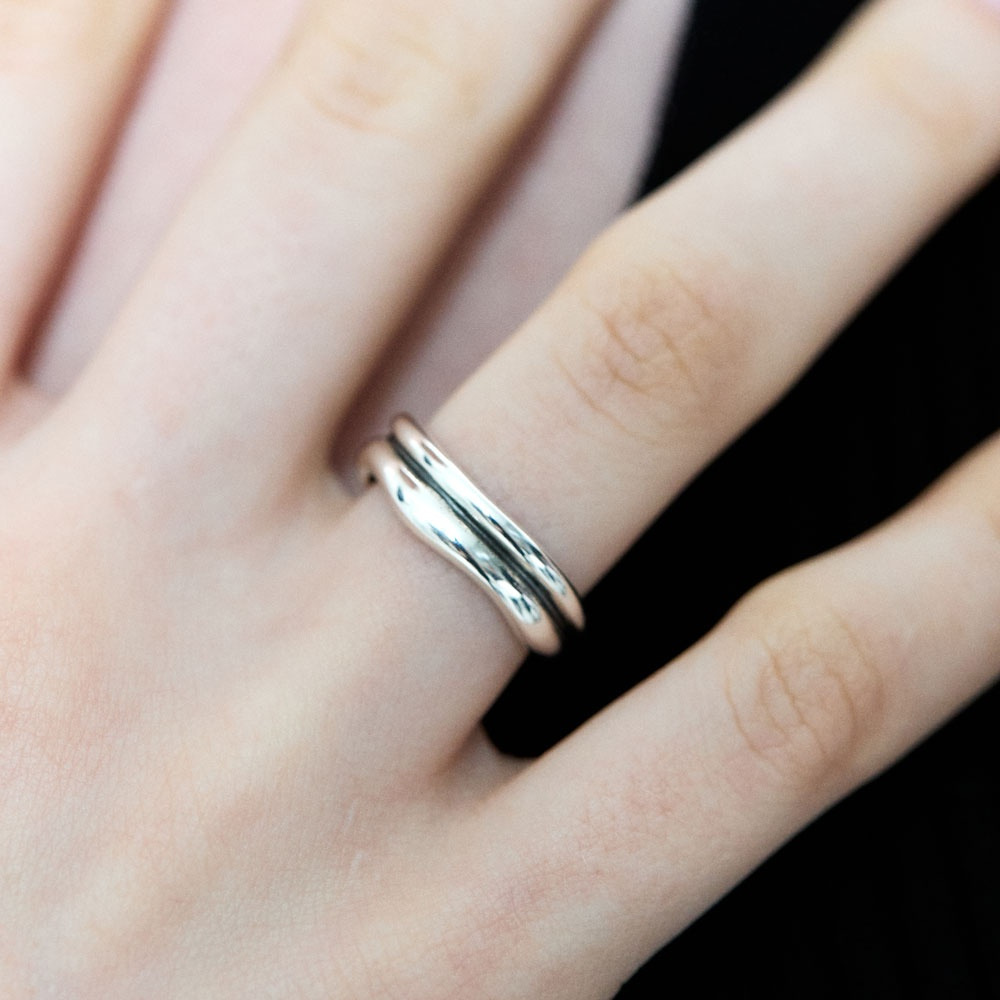 [silver925] smooth wave line ring - 하고(HAGO)