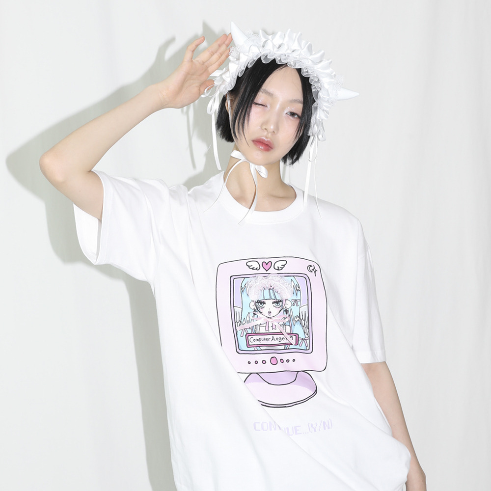 Computer Angel Half T-shirt - WHITE - HAGO(하고)