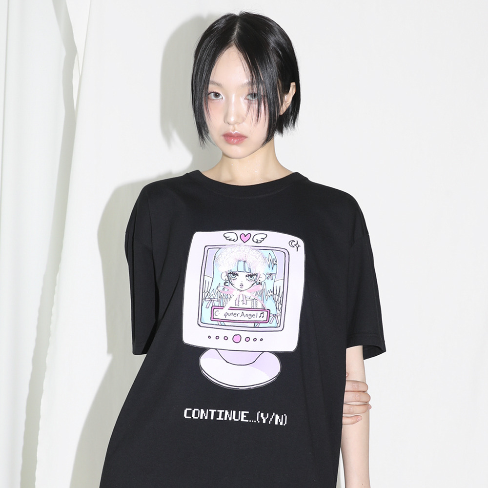 Computer Angel Half T-shirt - BLACK - HAGO(하고)