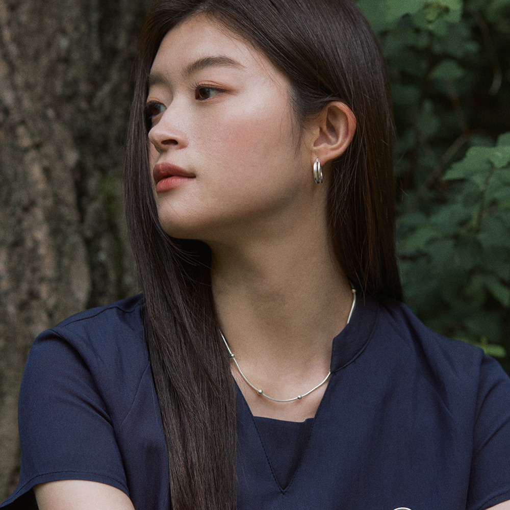 Two loop ring earring - silver - HAGO(하고)