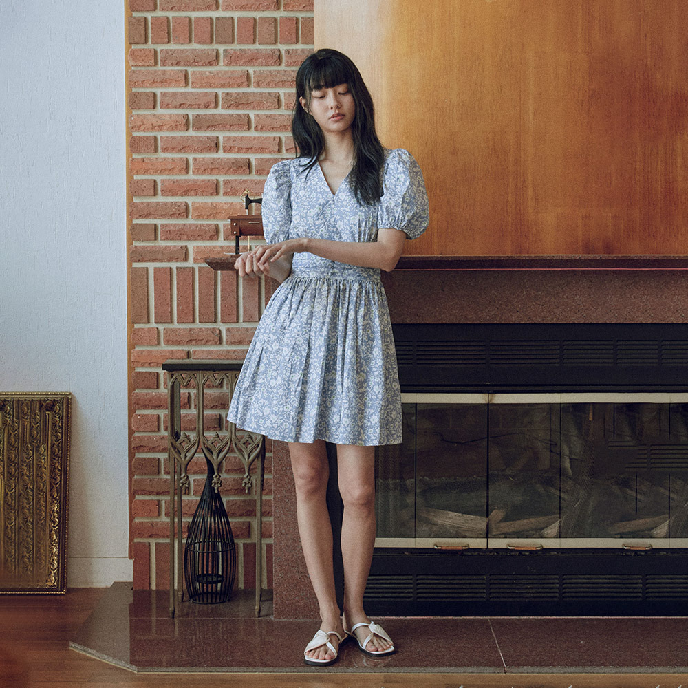 IT_Floral puff sleeve dress_BLUE VIOLET - HAGO(하고)