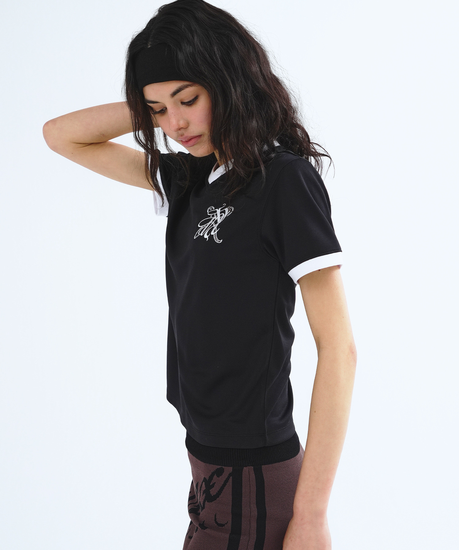 V-NECK RINGER TEE BLACK - HAGO(하고)