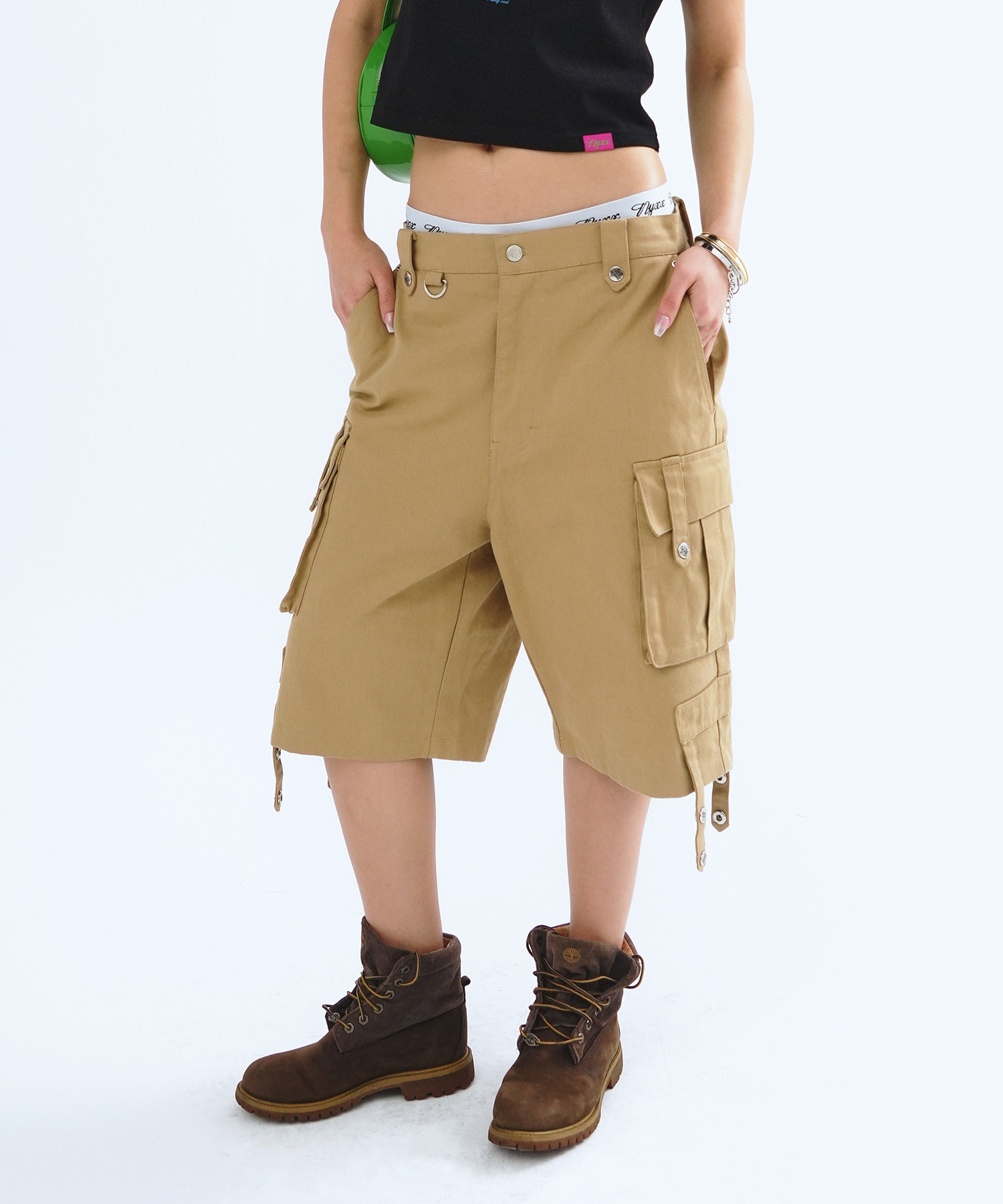 BUTTON CARGO HALF PANTS BEIGE - HAGO(하고)