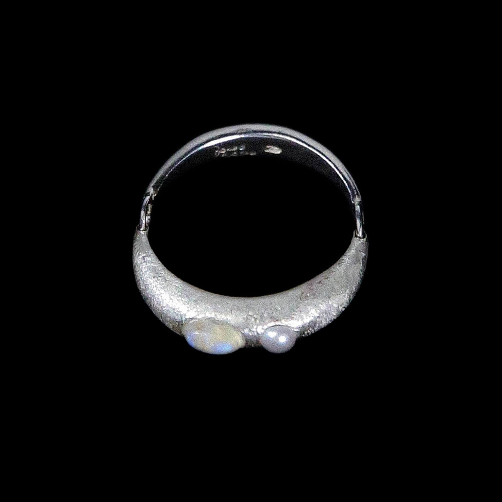 B-link Sparkle Combi Ring - moonstone & pearl - HAGO(하고)