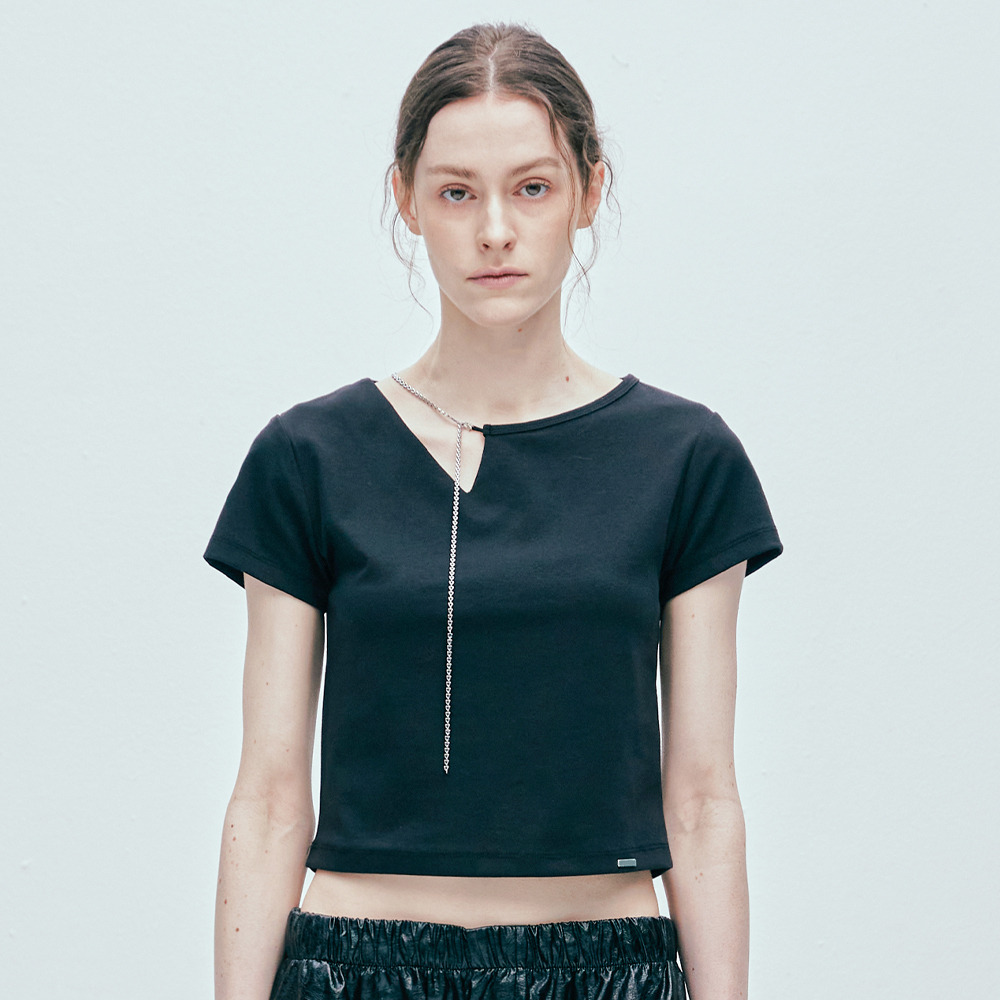 wrap heart chain t-shirt black - HAGO(하고)