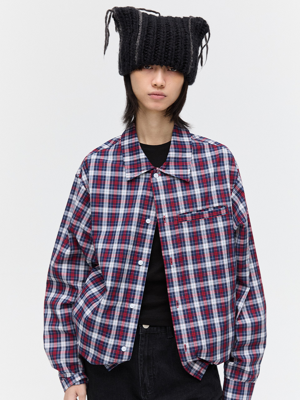 [2차]STRING CHECK SHIRT, RED - 하고(HAGO)