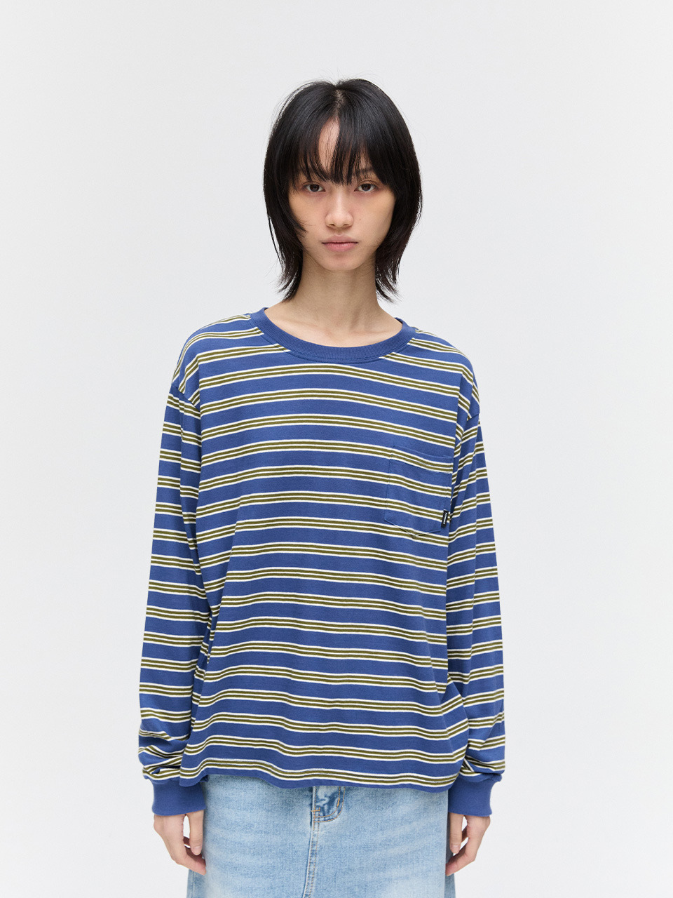 [2차]LOOSE STRIPE LONG SLEEVE, BLUE - 하고(HAGO)