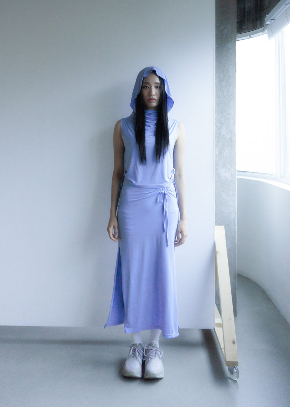 DESERT SHIRRING SLIT SK DEEP BLUE - HAGO(하고)