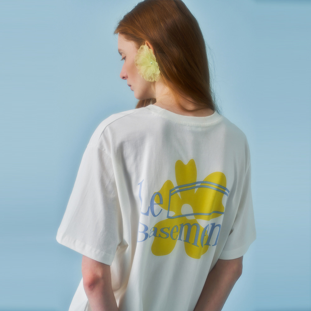 [6차 리오더] Piece Flower Half Tee - White - HAGO(하고)