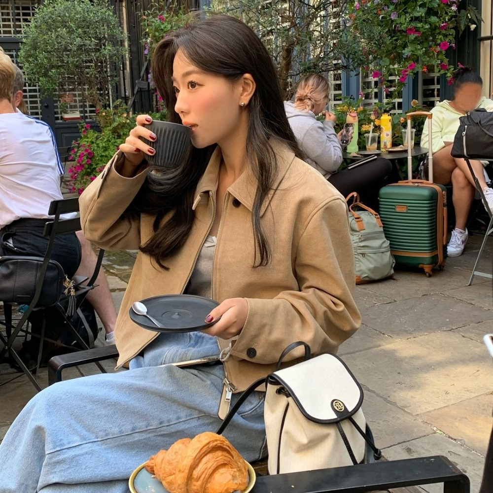 suede short jacket - beige - 하고(HAGO)