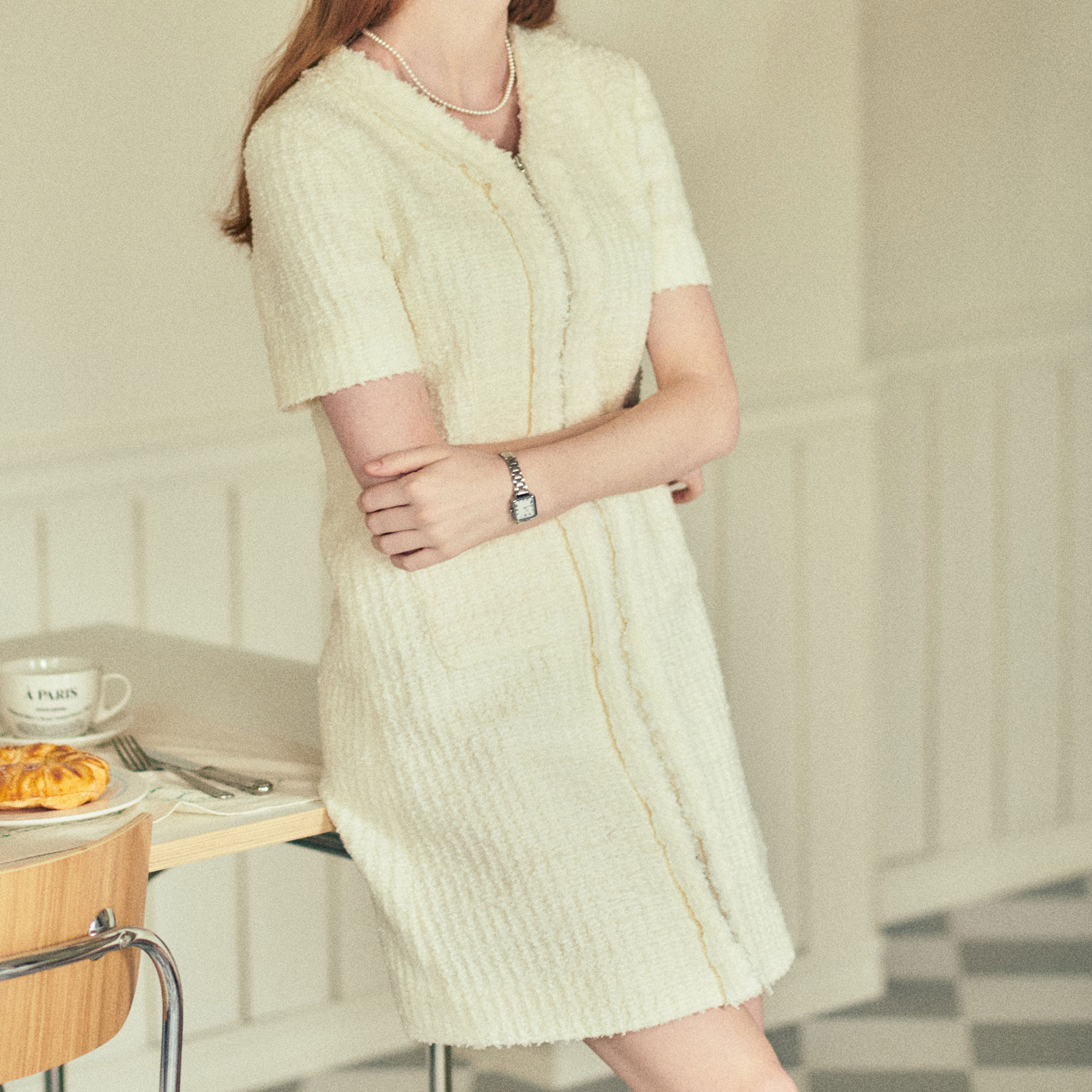 V-Neck Tweed Mini Ops_2color - HAGO(하고)