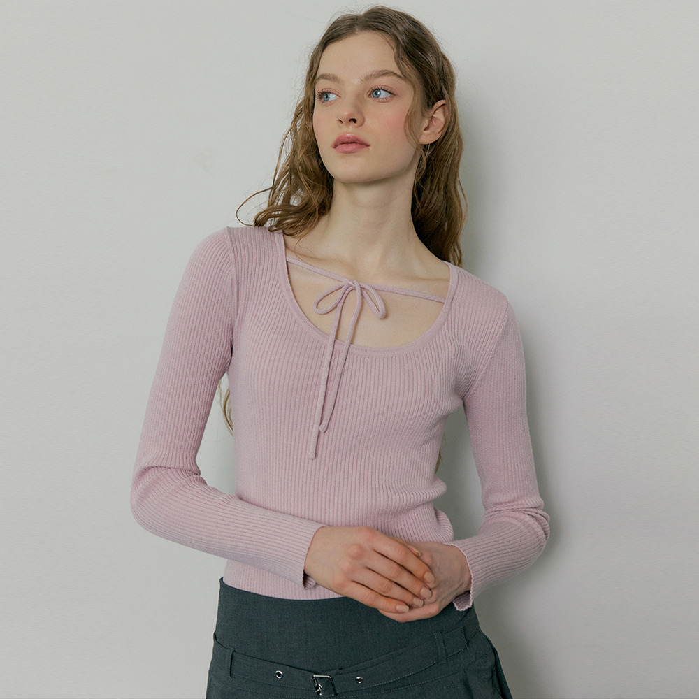 170 ribbon rib knit (pink) - HAGO(하고)